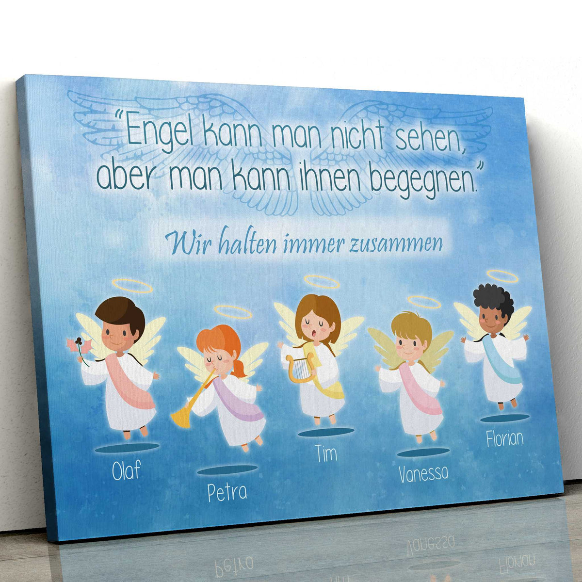 "Himmlische Engel" - Personalisiertes Leinwandbild mit Namen ...